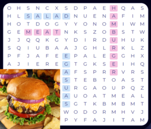 Play Food Word Search on National Cheeseburger Day