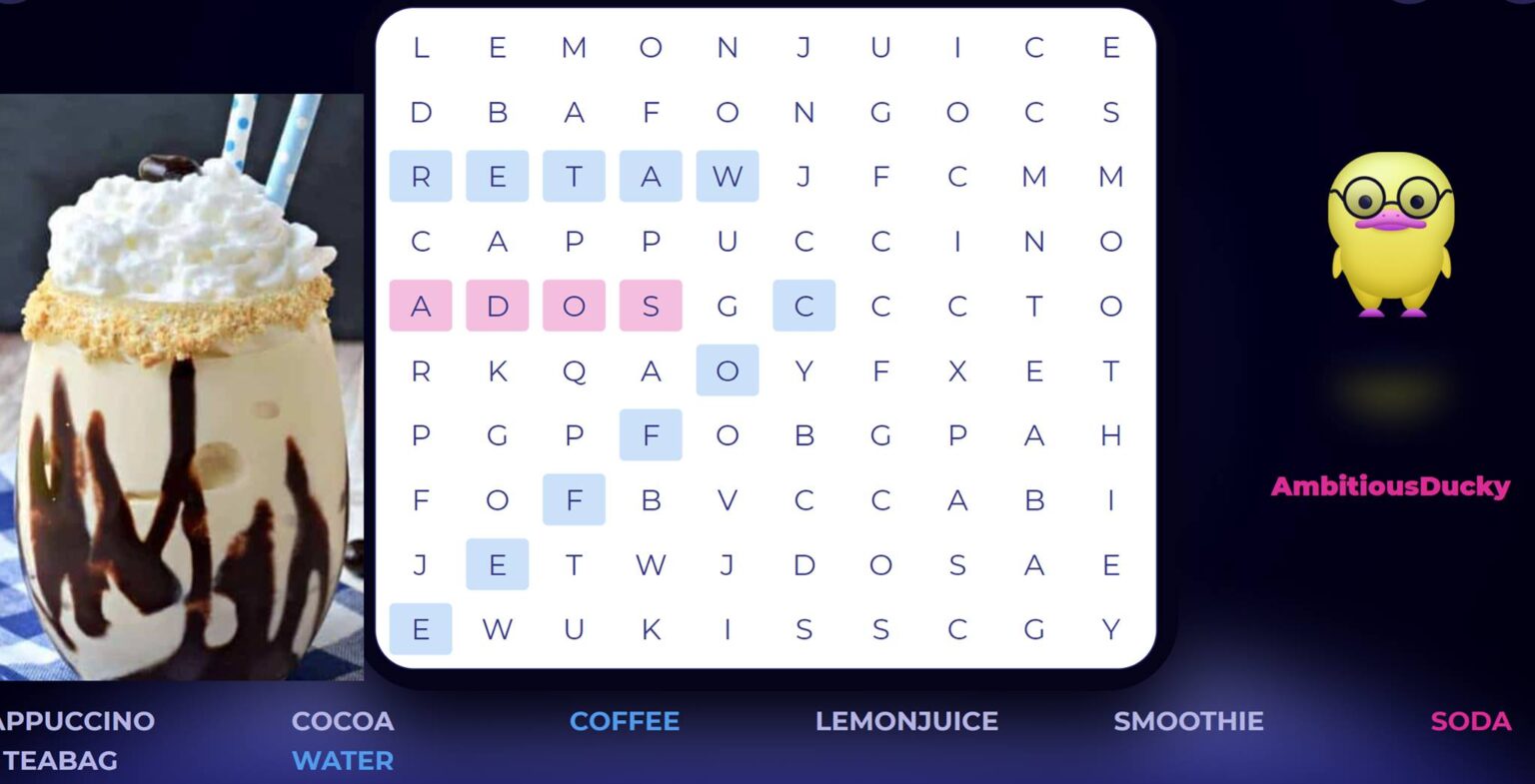 National Coffee Milkshake Day - The Word Search Battle