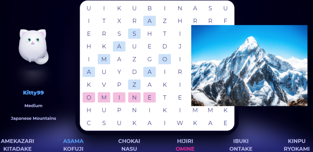 Aug, 11: Mountain Day with Word Search – The Word Search Battle